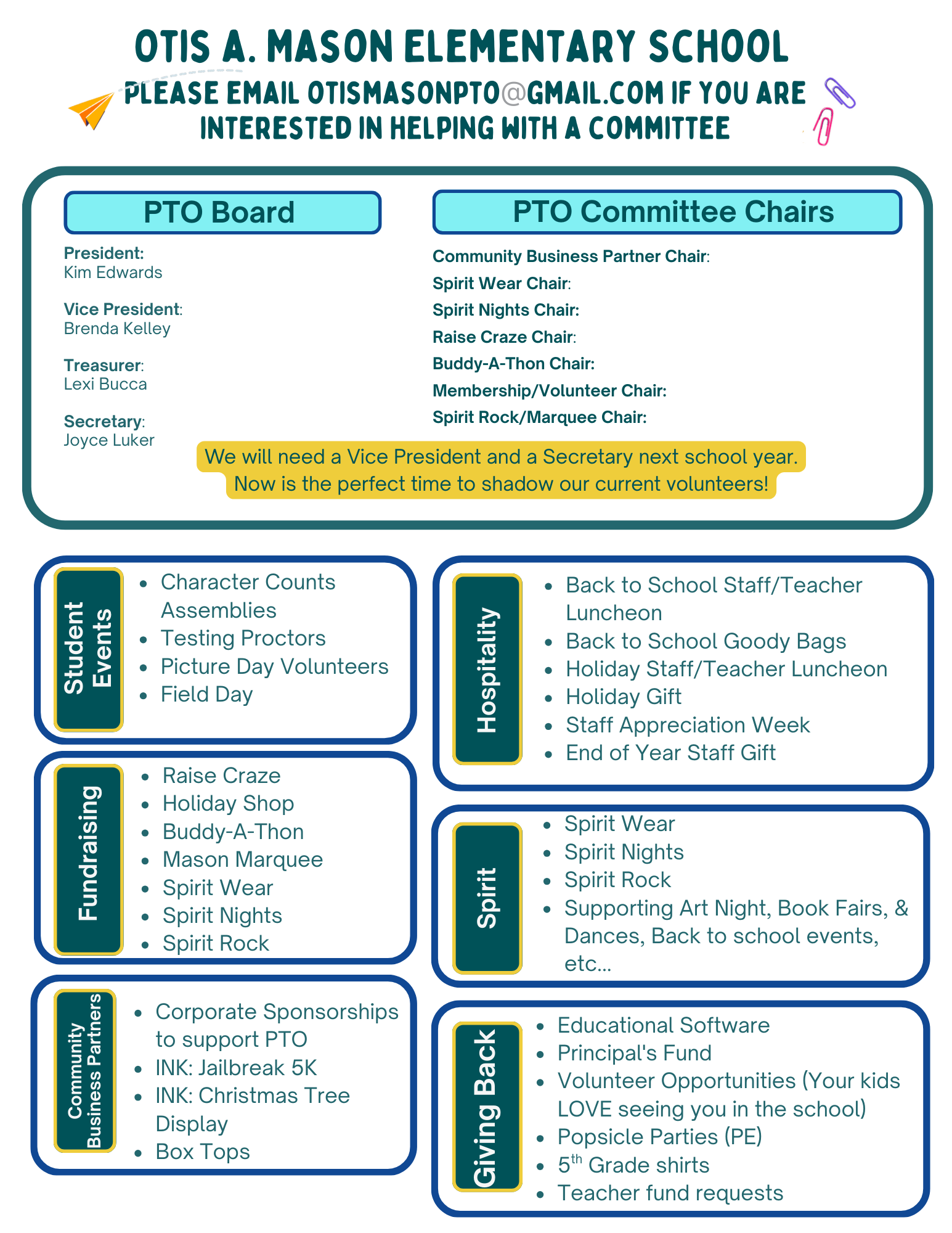 Parent Teacher Organization (PTO)